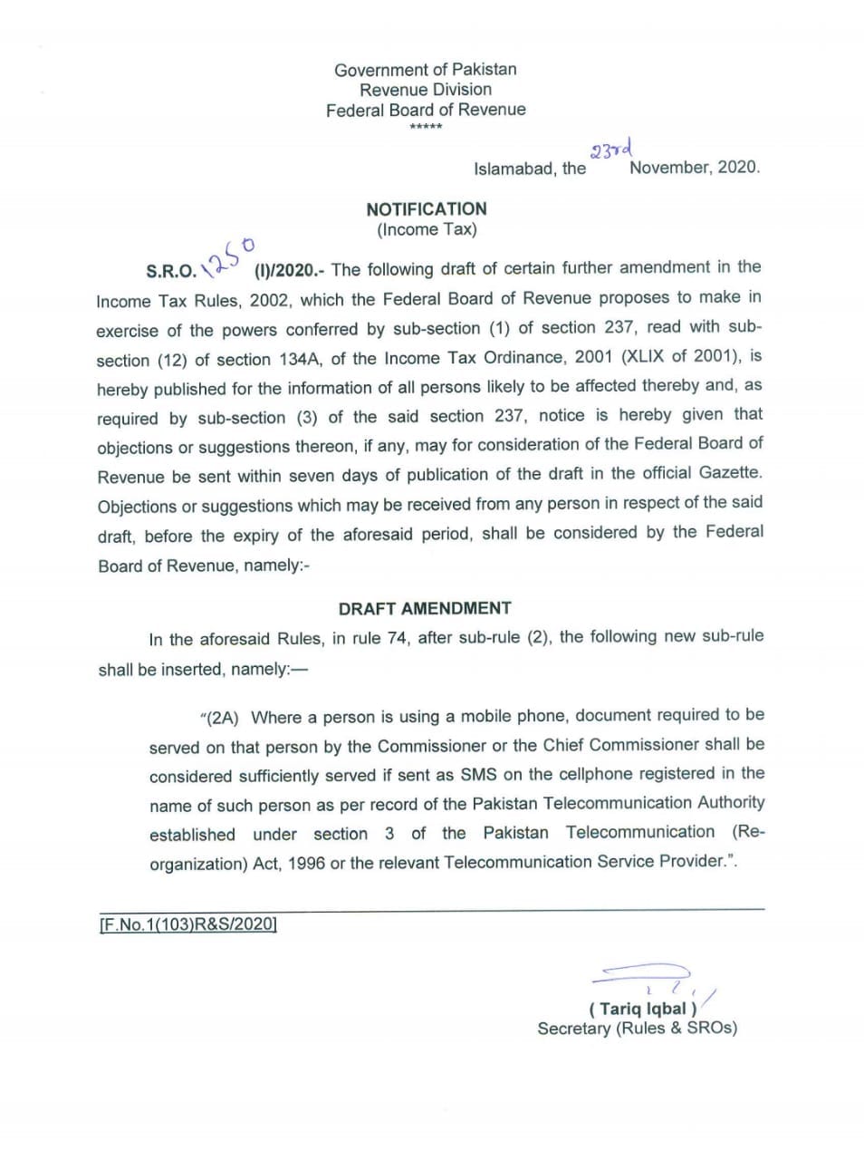 Income Tax Notification – Kashif Anwar